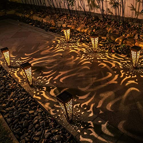 6Pcs Solar Lights Outdoor Decorative Pathway Garden Stakes Lights Waterproof LED for Patio, Walkway, Lawn Decorations (Copper)