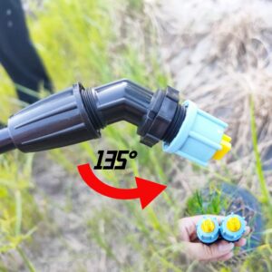 Aimela 2-Nozzle Poly Boom Wand,Backpack Sprayer Multi Nozzle Spray Holder, Equipped with Cylindrical Nozzle and 110 Degree Fan Nozzle, 90 Degree Right Angle and 45 Degree Angle Spray Pattern