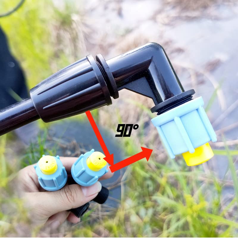 Aimela 2-Nozzle Poly Boom Wand,Backpack Sprayer Multi Nozzle Spray Holder, Equipped with Cylindrical Nozzle and 110 Degree Fan Nozzle, 90 Degree Right Angle and 45 Degree Angle Spray Pattern