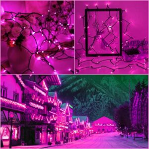 YAOZHOU Solar Christmas String Lights Outdoor Pink 2 Pack 144ft 400LED Fairy Lights with 8 Modes, IP44 Waterproof Lights for Tree Garden Patio Wedding Party Yard Decor