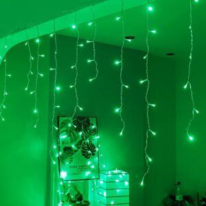 Qunlight Christmas Lights Outdoor IcicleLights 360LED 33FT 8 Modes, Connectable Hanging Fairy String Lights with 30V Plug in for Valentine Wedding Party Eave Garden Wall Decorations(Green)