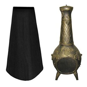 clvedu chimenea cover 122cm outdoor patio chimenea cover waterproof black garden heater rain sun uv protector with storage bag