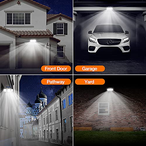 Outdoor Solar Powered Flood Lights, KwafoTri 138 LED 2200LM with Remote Control, IP65 Waterproof, 3 Adjustable Heads, 270° Wide Angle, Wireless Security Light for Garage Patio Porch Garden Yard-2 Pack