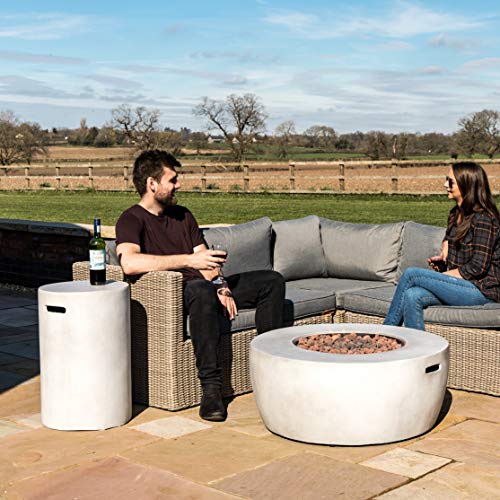 Peaktop Round Gas Canister Storage Table for Outdoor Patio Garden Bakyard Decking, Suitable for 13kg Gas Bottle, 62 Inch Height, Gray