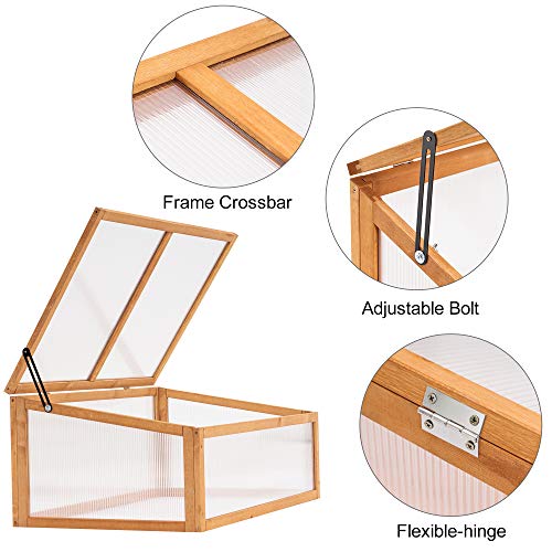 MCombo Wooden Garden Portable Greenhouse Cold Frame Raised Plants Bed Protection 6057-0690 (Orange)