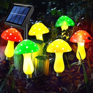 arcyy upgraded waterproof solar outdoor lights, mushroom solar lights, multi-color changing led outdoor solar garden lights flowers for garden, patio lawn path, backyard