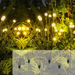 ladiwanka firefly lights solar outdoor, 6 packs solar powered firefly lights,10 led, waterproof garden lights solar powered, firefly garden decorative lights yard patio pathway outdoor decoration