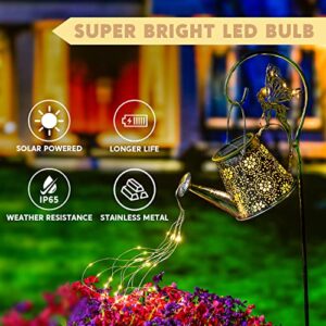 Joiedomi Solar Watering Can Figurine Lights, Metal Waterfall Garden Lights with Shepherd Hook(39 Inch), Outdoor Waterproof Decorative Watering Can for Patio, Lawn, Garden, Pathway