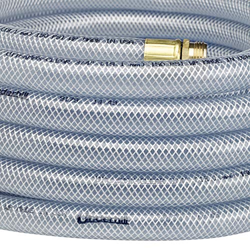 Underhill UltraMax Commercial Garden Water Hose 50 ft, Heavy-Duty, Flexible, Kink Free, Industrial, Non-Conductive, 600 psi, H75-050C, 3/4" x 50', Clear