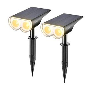 linkind starray solar outdoor lights, ip67 waterproof solar landscape spotlights, 16 leds solar lights for yard garden driveway porch walkway, auto on/off 3000k 2-in-1 solar wall lights, 2 pack