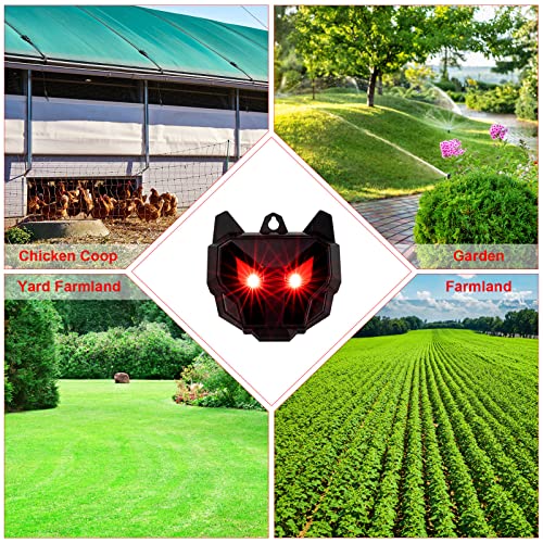 Kittmip Solar Powered Animal Repeller Nocturnal Animal Deterrent Devices with Red LED Lights Animal Repellent Waterproof Coyote Raccoon Skunk Deer Deterrent for Yard Chicken Coop Farm (12)