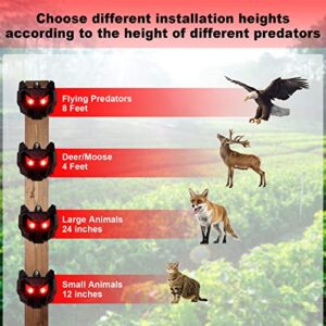 Kittmip Solar Powered Animal Repeller Nocturnal Animal Deterrent Devices with Red LED Lights Animal Repellent Waterproof Coyote Raccoon Skunk Deer Deterrent for Yard Chicken Coop Farm (12)