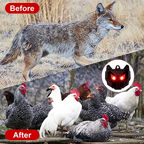 Kittmip Solar Powered Animal Repeller Nocturnal Animal Deterrent Devices with Red LED Lights Animal Repellent Waterproof Coyote Raccoon Skunk Deer Deterrent for Yard Chicken Coop Farm (12)