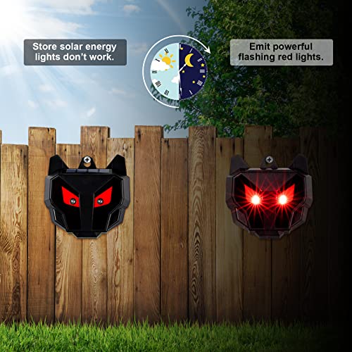 Kittmip Solar Powered Animal Repeller Nocturnal Animal Deterrent Devices with Red LED Lights Animal Repellent Waterproof Coyote Raccoon Skunk Deer Deterrent for Yard Chicken Coop Farm (12)