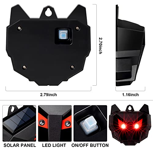 Kittmip Solar Powered Animal Repeller Nocturnal Animal Deterrent Devices with Red LED Lights Animal Repellent Waterproof Coyote Raccoon Skunk Deer Deterrent for Yard Chicken Coop Farm (12)