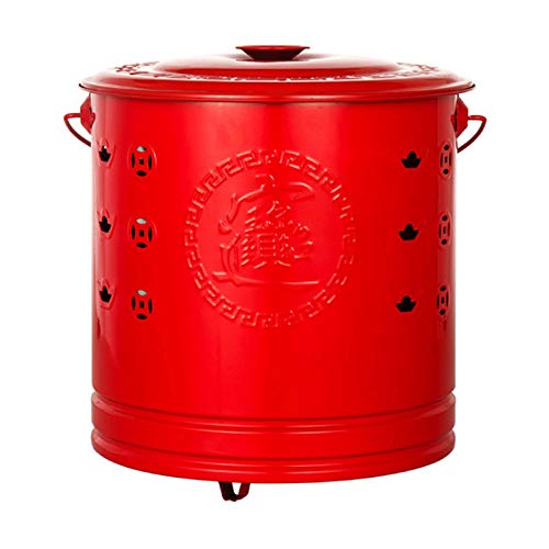 QILIN Stainless Steel Burn Barrel, Garden Incinerator, Steel Fire Cage, with Liner, can Burn Garbage, Paper, Leaves, Five Sizes, Red/Gold/Silver