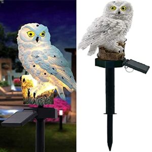 garden solar lights outdoor, owl shape waterproof led decorations landscape lighting for pathway walkway yard patio lawn wedding party (white)