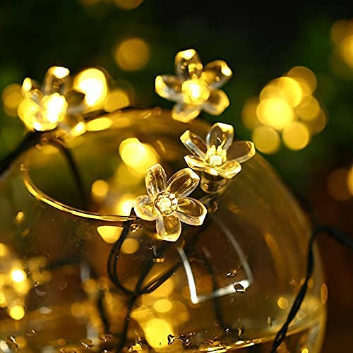 ITICdecor Solar Flower String Lights Outdoor Waterproof 50 LED Fairy Light Christmas Decorations for Garden Fence Patio Yard Christmas Tree, Home, Lawn, Wedding, Patio, Party Decoration (Warm White)