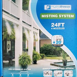 Hydrobreeze Pet Cooling System - Outdoor Cooling Solution for Pets - Pre-Assembled Misting System 24 Feet 1/4 in Beige Tubing - 4 Nozzles