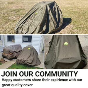 Family Accessories Zero-Turn Mower Cover. Waterproof Heavy Duty 600D Marine Grade Fabric. Riding ZTR Lawn Tractor Covers. Large Size Commercial Grade Accessories. Outdoor UV and Heavy Rain Protection.