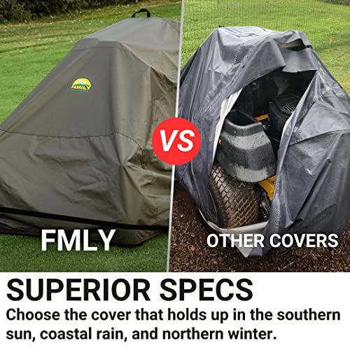 Family Accessories Zero-Turn Mower Cover. Waterproof Heavy Duty 600D Marine Grade Fabric. Riding ZTR Lawn Tractor Covers. Large Size Commercial Grade Accessories. Outdoor UV and Heavy Rain Protection.