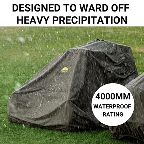 Family Accessories Zero-Turn Mower Cover. Waterproof Heavy Duty 600D Marine Grade Fabric. Riding ZTR Lawn Tractor Covers. Large Size Commercial Grade Accessories. Outdoor UV and Heavy Rain Protection.