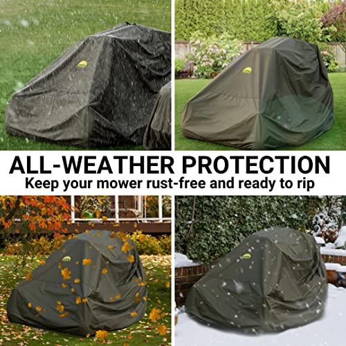 Family Accessories Zero-Turn Mower Cover. Waterproof Heavy Duty 600D Marine Grade Fabric. Riding ZTR Lawn Tractor Covers. Large Size Commercial Grade Accessories. Outdoor UV and Heavy Rain Protection.