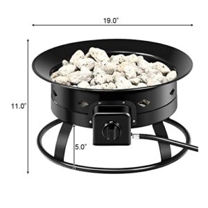 COOURIGHT 58,000BTU Propane Gas Fire Pit, Outdoor 19" Fire Bowl w/ Cover, Carry Kit, Lava Rock, 10FT Hose, CSA Certificated Outside Portable Firepit for Bonfire, Camping, Garden, Patio