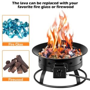 COOURIGHT 58,000BTU Propane Gas Fire Pit, Outdoor 19" Fire Bowl w/ Cover, Carry Kit, Lava Rock, 10FT Hose, CSA Certificated Outside Portable Firepit for Bonfire, Camping, Garden, Patio