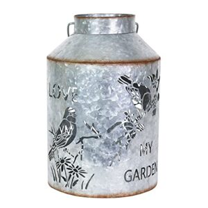 Exhart Solar “Garden” Cute Pail Lantern, Outdoor LED Garden Light, Durable Stamped Metal, 7.5”X11.5”