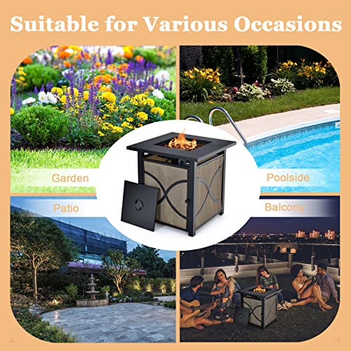 Tangkula 25-Inch Propane Fire Pit Table, Patiojoy 40,000 BTU Auto Ignition Gas Fire Table with Removable Lid, Fire Glass, Adjustable Flame, CSA Approved, Suitable for Patio, Balcony, Garden, Poolside