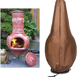 Chiminea Covers Waterproof, Protective Fire Pit Heater Cover, Chiminea Caps, Outdoor Patio Chiminea Covers, Durable Cover for Clay Chiminea , Brown (M:12"X28"X48")