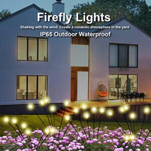 Solar Outdoor Lights for Patio Decor: 2Pack Waterproof Swaying Dancing Firefly Lights Solar Powered, Garden Decorative Lights Decoration for Yard Patio Pathway Lawn (Warm Light)