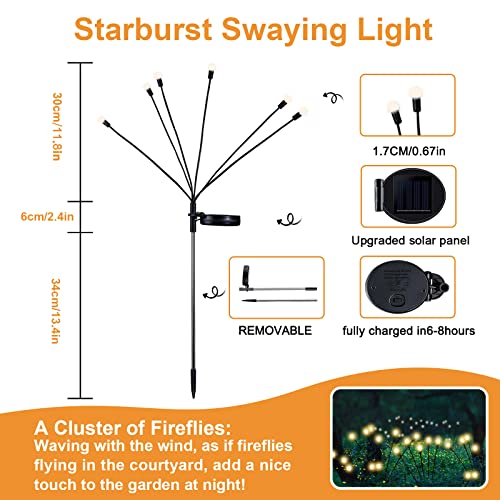 Solar Outdoor Lights for Patio Decor: 2Pack Waterproof Swaying Dancing Firefly Lights Solar Powered, Garden Decorative Lights Decoration for Yard Patio Pathway Lawn (Warm Light)