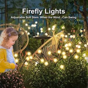 Solar Outdoor Lights for Patio Decor: 2Pack Waterproof Swaying Dancing Firefly Lights Solar Powered, Garden Decorative Lights Decoration for Yard Patio Pathway Lawn (Warm Light)