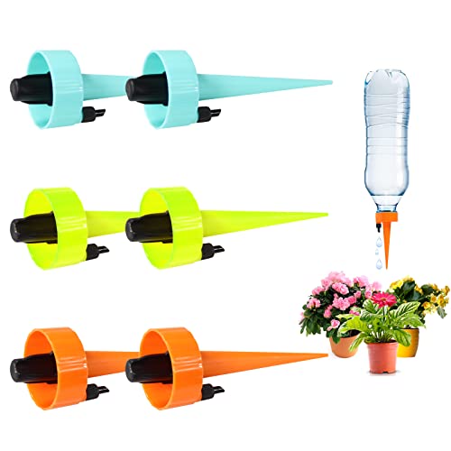 Ohayooz Self Watering Spikes Auto Plant Watering Devices, Drip Irrigation System with Adjustable Control Valve Switch Design, Vacation Automatic Plant Watering Stakes for Outdoor Indoor Plants Use, Pack of 6