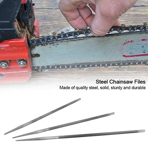 Zerodis Chainsaw Chain Sharpening File, 3Pcs 3/16" 4.8mm Round Bearing Steel Sharpening Chainsaw Files, Sharpener for Woodwork Garden Outdoor