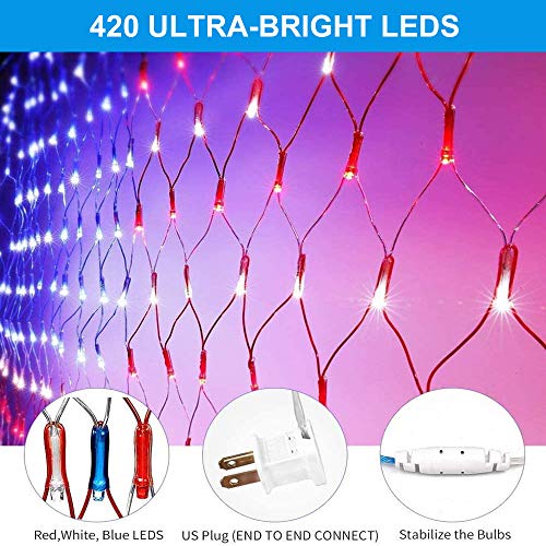 Joiedomi 420 LED American Flag Lights Outdoor, Waterproof Light Up US Flag Net Lights Christmas Decorations for Roof Camper, Yard, Garden, Independence Day, July 4th, National Day, Holiday, Party