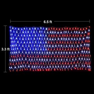 Joiedomi 420 LED American Flag Lights Outdoor, Waterproof Light Up US Flag Net Lights Christmas Decorations for Roof Camper, Yard, Garden, Independence Day, July 4th, National Day, Holiday, Party