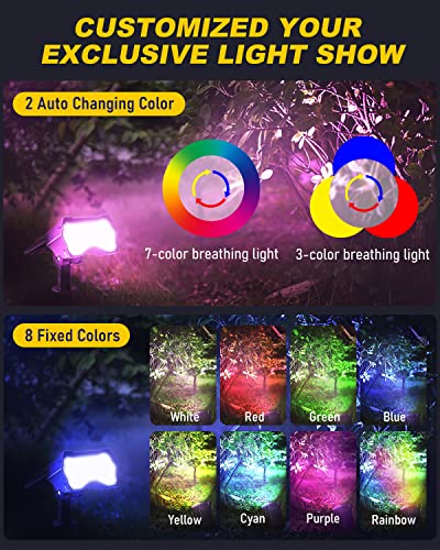 solebell Solar Spotlights [ 8 Colors/10 Modes], 2 in 1 Solar Garden Spotlights Outdoor with IP65 Waterproof, Solar Landscape Pathway Lights for Yard, Pathway, Porch, Gate, Fence, 6pack