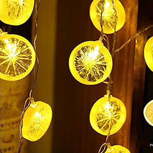 HelloCreate Fruit String Light Orange Lemon Slices Outdoor String Light Battery Operated Fruit Twinkle LED String Lights for Wedding Festival Party Garden Decor (Yellow, 10m 80LEDs)