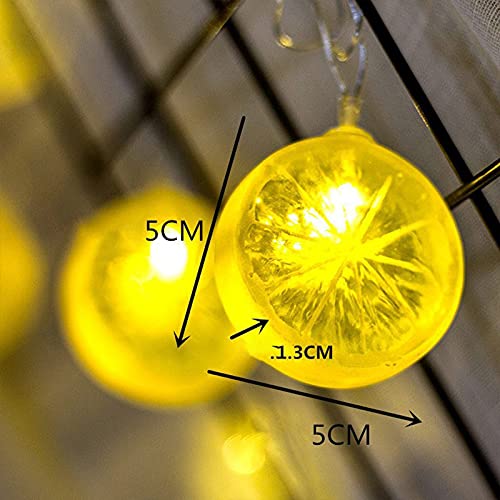 HelloCreate Fruit String Light Orange Lemon Slices Outdoor String Light Battery Operated Fruit Twinkle LED String Lights for Wedding Festival Party Garden Decor (Yellow, 10m 80LEDs)