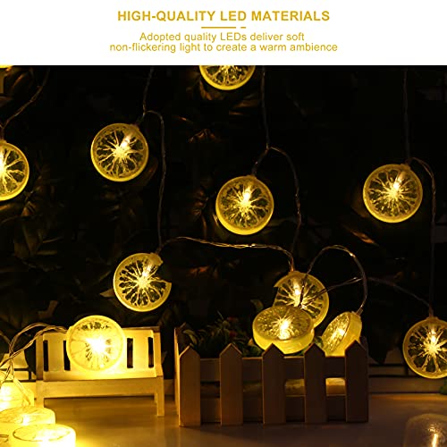 HelloCreate Fruit String Light Orange Lemon Slices Outdoor String Light Battery Operated Fruit Twinkle LED String Lights for Wedding Festival Party Garden Decor (Yellow, 10m 80LEDs)