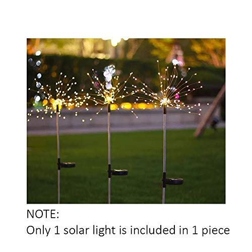 MOFAIRHOME 120LED Outdoor Solar Garden Lights, Waterproof 2 Flash Modes 50 Copper Wire String, Firework Stake Starburst Fairy Light, DIY Flowers Trees for Walkway Patio Lawn Backyard Christmas