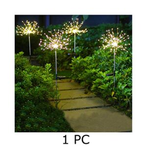 MOFAIRHOME 120LED Outdoor Solar Garden Lights, Waterproof 2 Flash Modes 50 Copper Wire String, Firework Stake Starburst Fairy Light, DIY Flowers Trees for Walkway Patio Lawn Backyard Christmas