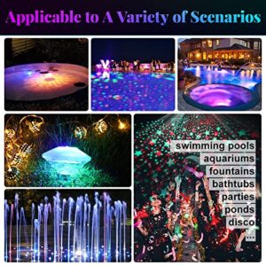 PTFJZ Swimming Pool Light- Floating Pool Lights with 8 Modes Lighting Underwater Waterproof Decorative Lights for Pool Pond Fountain Garden Party Decoration Accessories (2pcs)