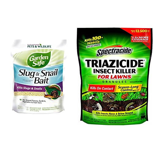 Garden SafeGarden Safe Brand Slug and Snail Bait, 2 Pounds & Spectracide Triazicide Insect Killer for Lawns Granules, 10 Pounds, Kills Lawn-Damaging InsectsSpectracide