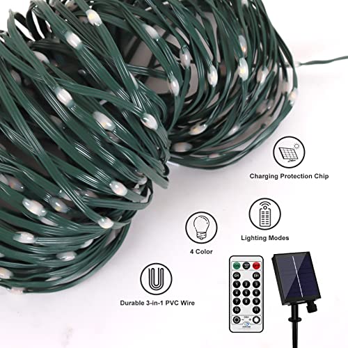 XCYNNS Christmas Lights Outdoor Solar Tree Lights 99FT 300LED IP67 Waterproof Solar Garden Fairy String Lights with Remote Warm White & Multi 4 Colour Changing for Patio, Yard, Gazebo, Gate, Fence