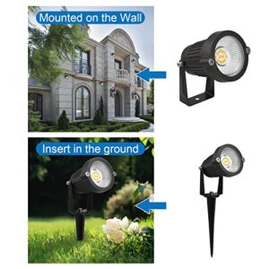 Mutois Low Voltage Landscape Lights 7W Landscape Lighting Waterproof Landscape Spotlights Yard Lawn Garden Outdoor 900LM Warm White Landscape Lights with Spike Stand(10-Pack with Connectors)