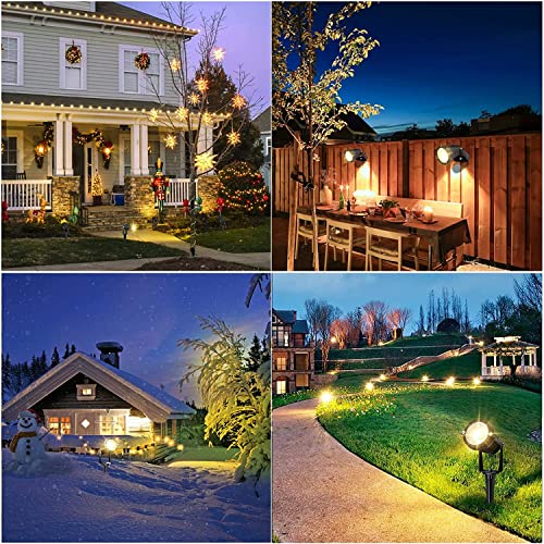 Mutois Low Voltage Landscape Lights 7W Landscape Lighting Waterproof Landscape Spotlights Yard Lawn Garden Outdoor 900LM Warm White Landscape Lights with Spike Stand(10-Pack with Connectors)